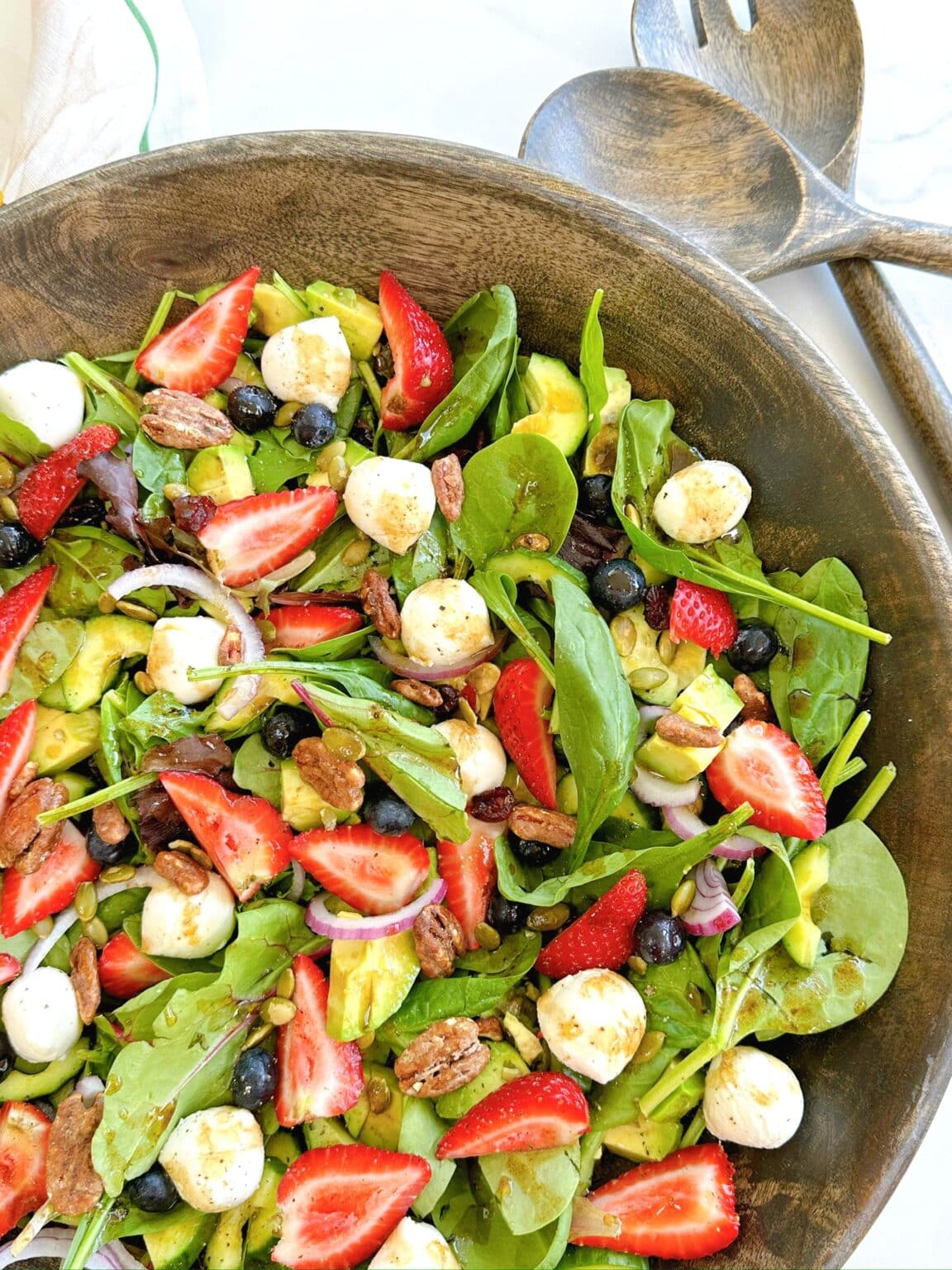 Berry Salad with Leafy Greens and Balls of Fresh Mozzarella - Proud ...
